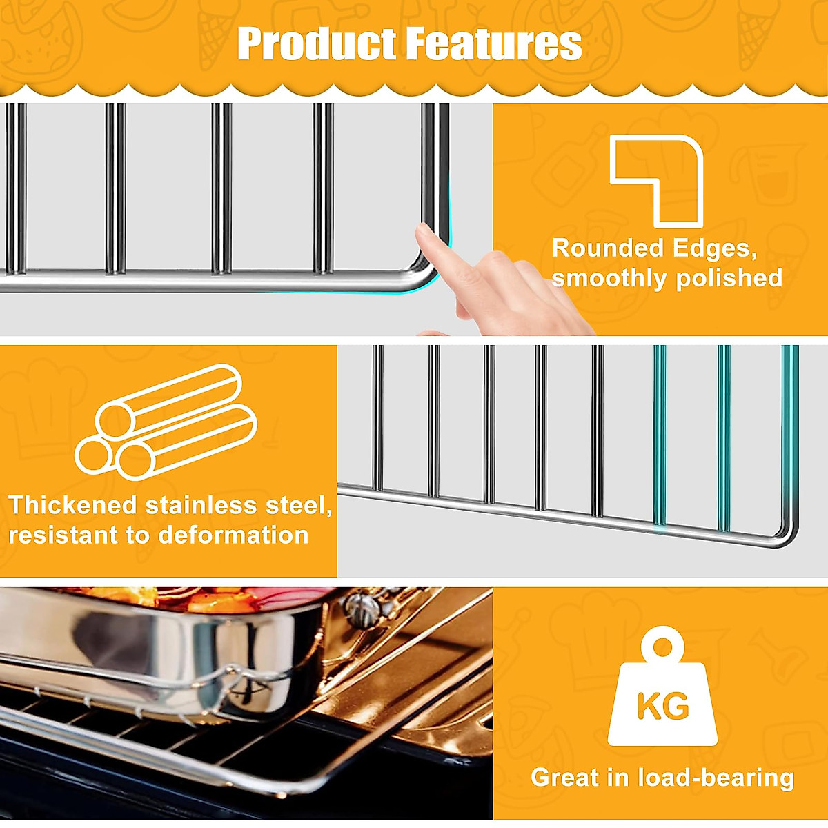 Air Fryer Rack for Ninja Foodi 10 in 1 SP100 SP101 Digital Air Fryer Countertop Oven, 13.4''*13.4'' Stainless Steel Air Fryer Accessories Roasting Steamer Grill Racks Baking Tray，Dishwasher safe