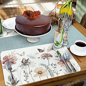 CounterArt Country Weekend 4 Pack Reversible Easy Care Flexible Plastic Placemat Made in The USA BPA Free, Easily Wipes Clean