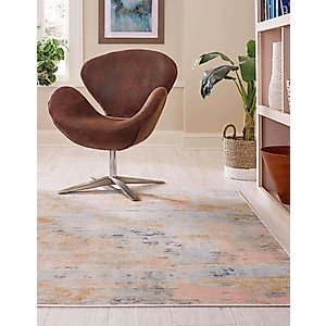 Unique Loom Lotus Collection Area Rug - Royal (5' 3" x 8' Rectangle, Multi/ Ivory)