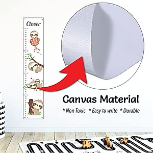 Personalized Kids Canvas Growth Chart, Height Chart, Growth Chart Banner, Sloth Theme