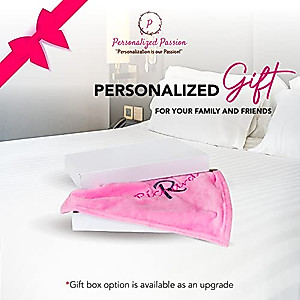 Personalized Blankets for Adults with Custom Name & Initial Monogram - Custom Blanket for Him and Her - Super Soft and Cozy Fleece Blanket - 60x40 Inches Unisex Customized Blanket - Hot Pink