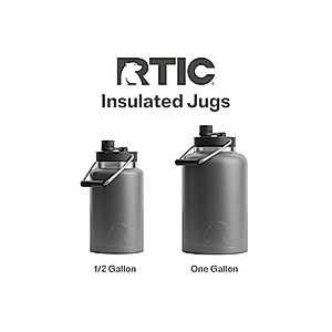 RTIC Jug with Handle, Half Gallon, Black Matte, Large Double Vacuum Insulated Water Bottle, Stainless Steel Thermos for Hot & Cold Drinks, Sweat Proof, Great for Travel, Hiking& Camping
