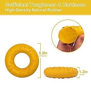VITAL-FRI Donut Dog Chew Toy - Flavorful, Durable Rubber for Aggressive Chewers - Tough & Long-Lasting Puppy Toy for Small, Medium, Large Dogs - Promotes Dental Health