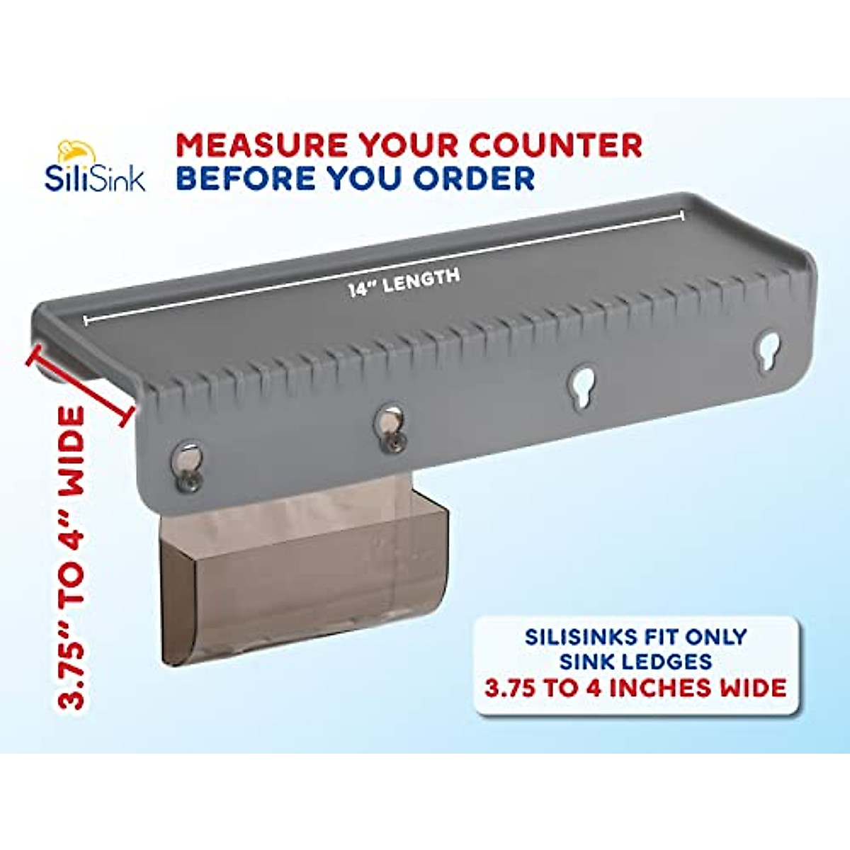 SiliSink Silicone Sink Edge Guard - Kitchen Sink Guard and Edge Protector - ONLY FITS 3.75”-4” Wide Stone Lip - Protects Stone Counters from Chipping and Damage - 14” Length - White