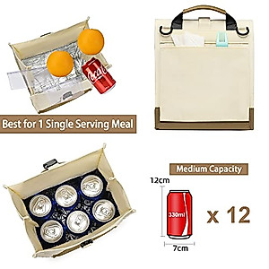 SUNNY BIRD Insulated Lunch Bag Rolltop Lunch Box Medium Lunch Cooler Tote for Women, Girls, Teens and Adults (White)