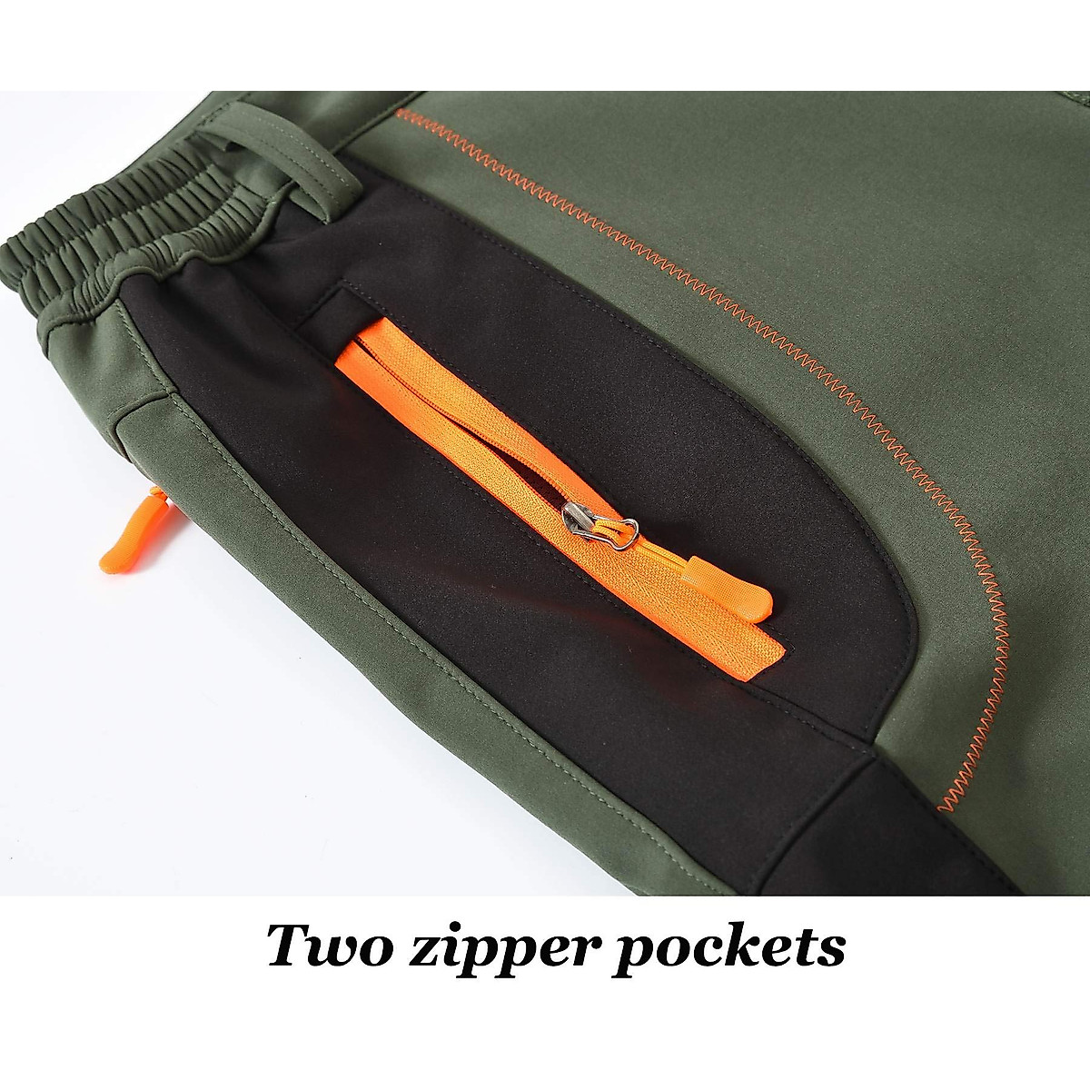 Rdruko Men's Snow Ski Pants Waterproof Insulated Winter Outdoor Hiking Fleece Pants with Belt(Army Green, US M)