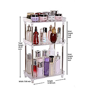 Bathroom Organizer Countertop,3-Tier Vanity Tray Shelf Cosmetic Organizer Perfume Skincare Stanading Counter Shelf,Multi-Functional Acrylic Organizer Bathroom Tray