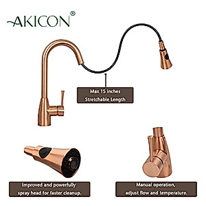 One-Handle Pull-Down Copper Kitchen Faucet - Five Years Warranty Akicon …