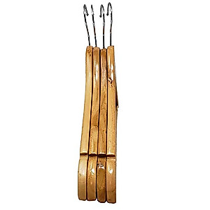 Natural Wood Coat Suit Hangers with Non Slip Bar & Swivel Chrome Hook (Solid High Grade Maple) (10)