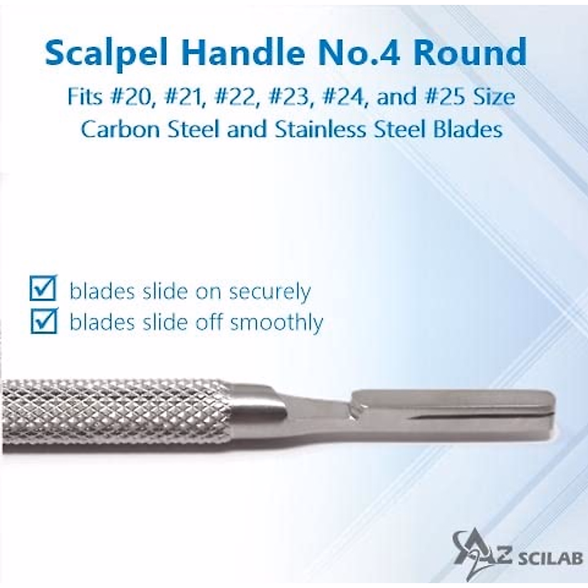 Premium Quality Round Scalpel Handle #4, Stainless Steel (Fits Size 20-26 Scalpel Blades)