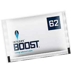 Integra Boost 67g 62% Percent 100 Pack for Humidity Control- Premium Humidifier Packets Preserve Herb Smell. Moisture Curing Gel Packs for Cigar, Humidor and Cannador. Free Legalize Tomatoes Sticker