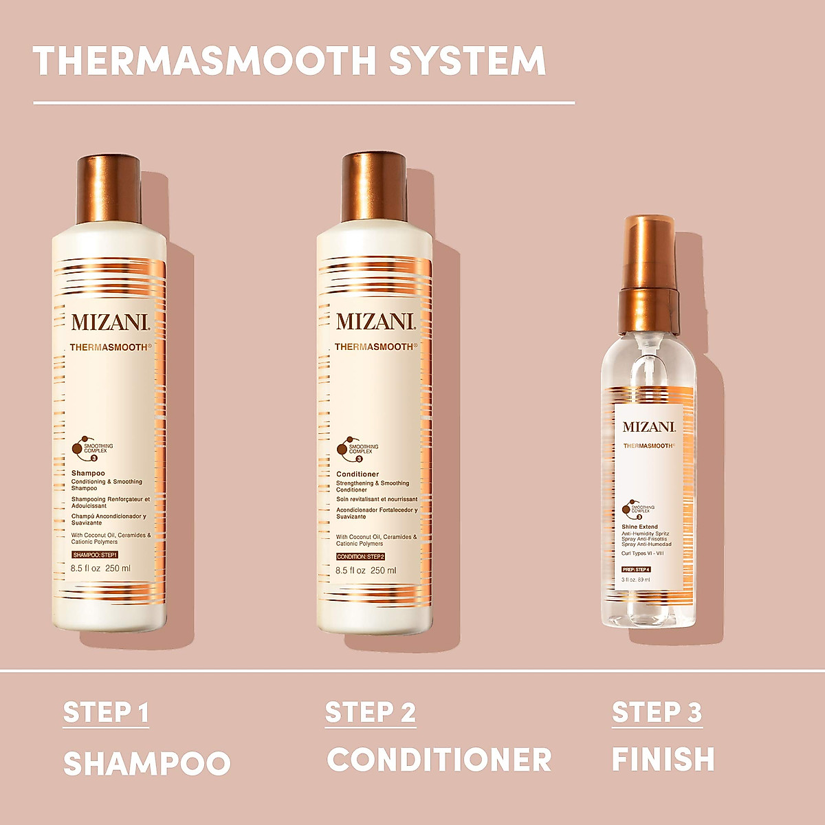 Mizani Thermasmooth Shine Extend Anti-Humidity Spritz | Seals Blowouts & Prevents Frizz | for Curly Hair | 3 Fl Oz