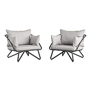 Novogratz 88061CWGE Poolside Gossip Collection, Teddi Outdoor, 2-Piece, Charcoal Patio-Lounge-Chairs