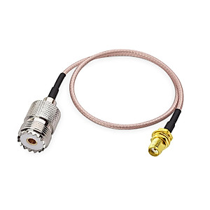 DHT Electronics Handheld Antenna Cable for Wouxun Baofeng Quasheng Linton - Adapter for UHF Base and Mobile Antennas - SMA Female to UHF SO-239 Female Connectors 6'' Pack of 2