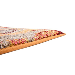 Unique Loom Estrella Collection Modern, Abstract, Light Colors, Distressed Area Rug, 5 ft x 8 ft, Orange/Beige