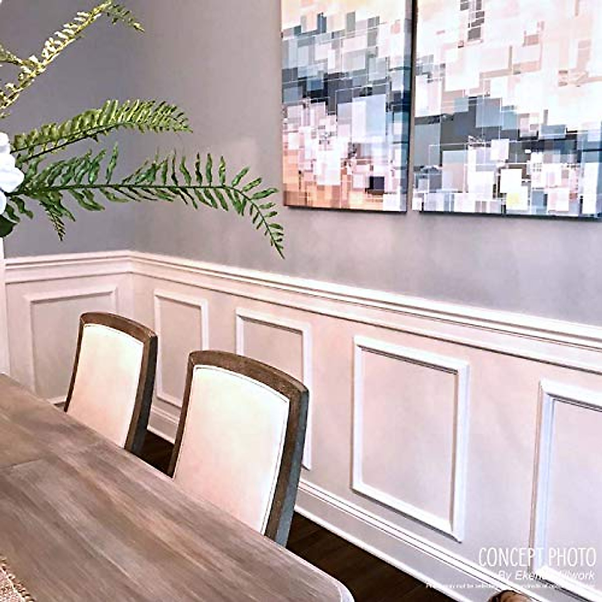 Ekena Millwork PNL16X24AS-01-CASE-2 Ashford Molded Classic Wainscot Wall Panel, 16"W x 24"H x 1/2"P, Factory Primed White, 2 Count