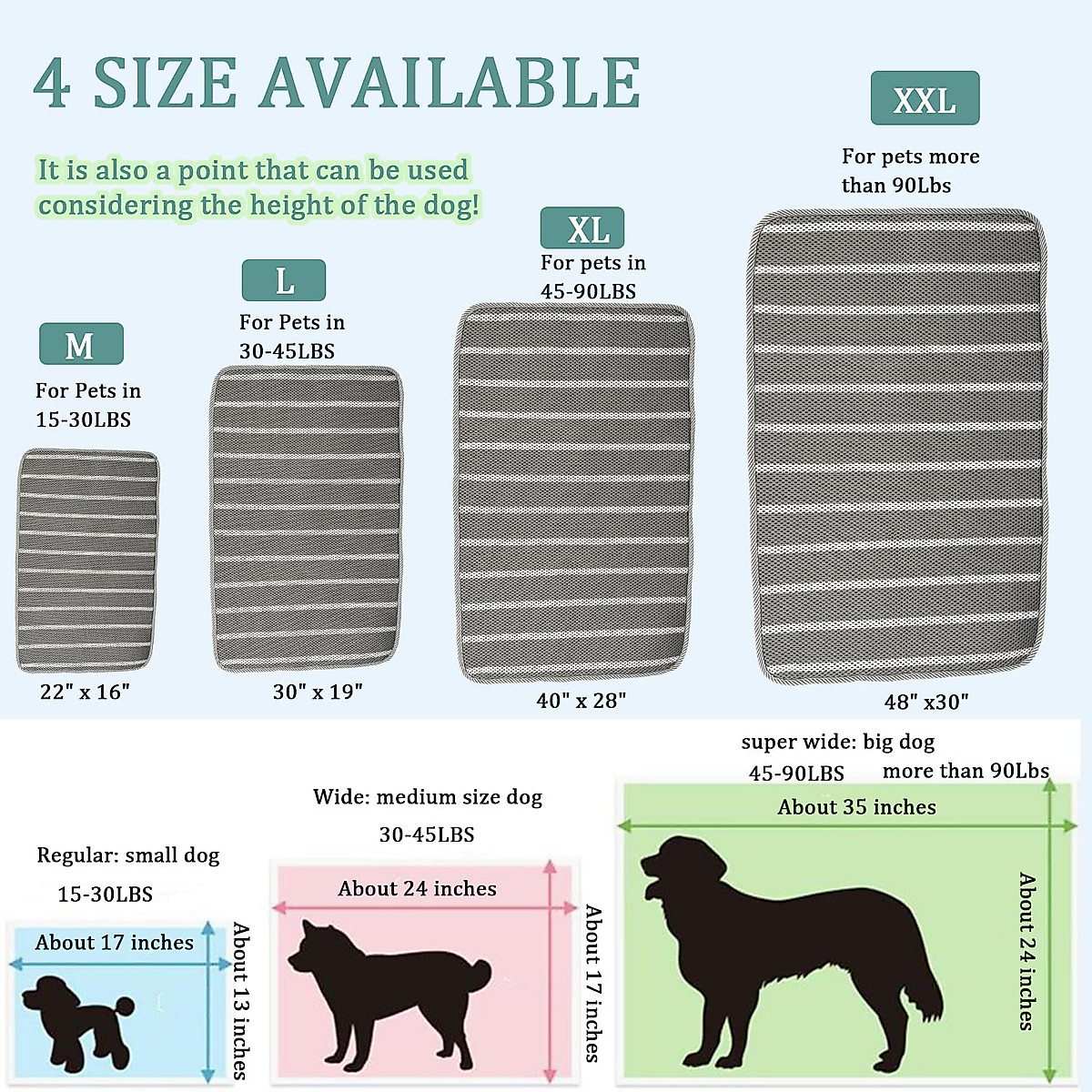 REEZEIVI Breathable Dog Crate mat with Anti-Slip Bottom,3D air mesh Pet Crate pad,Non-stuffy Dog Sleeping mat Bed,pet mat, Machine Washable Pet Mat for Dog Sleeping (30X19, Sliver Grey Mat)