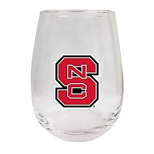 R and R Imports NC State Wolfpack 15 oz Stemless Wine Glass Officially Licensed Collegiate Product