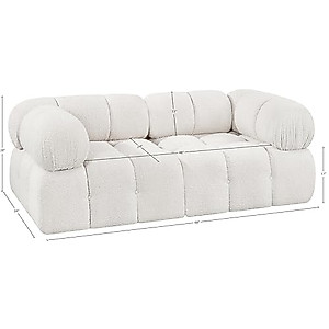 Meridian Furniture 611Cream-S68A Ames Collection Modern | Contemporary Modular Sofa with Rich Cream Boucle Fabric, Modular to Create Infinite Configurations, 68" W x 34" D x 28" H, Cream