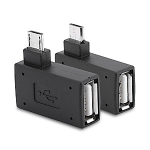 Liukouu 2Pcs USB 2.0 Female to Male Micro OTG Adapter Power Supply Port 90 Degree Left 90 Right Angled