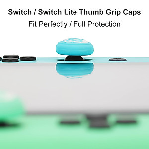 Tscope Cute Thumb Grip Caps for Nintendo Switch/Lite/OLED Controller, for Animal Crossing Kawaii Leaf Joystick Analog Soft Silicone Button Stick Covers for NS Joy Cons (Leaf Raccoon)