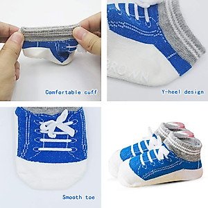 Zumou Baby Infant Anti Slip Non Skid Boys Sports Sneaker Shoe Socks 6 Pairs (0-6 Months, Colorful 6 Pairs)