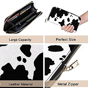 Qwalnely Leather Cow Print Wallet Cow Print Purse for Women Phone Credit Card Storage Purse Cow Print Stuff Gifts for Ladies Girls