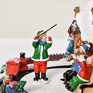 HOMCOM Animated Christmas Village, Pre-lit Musical Collectable Decor with Moving Train for Indoor Holiday Displays, Built-in LED Lights for Tabletop