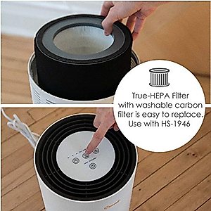 Crane Air Purifier with True HEPA Filter, Germicidal UV Light, 300 Sq Feet Coverage, Timer Function, Sleep Mode, Washable Particle Filter, EE-5068