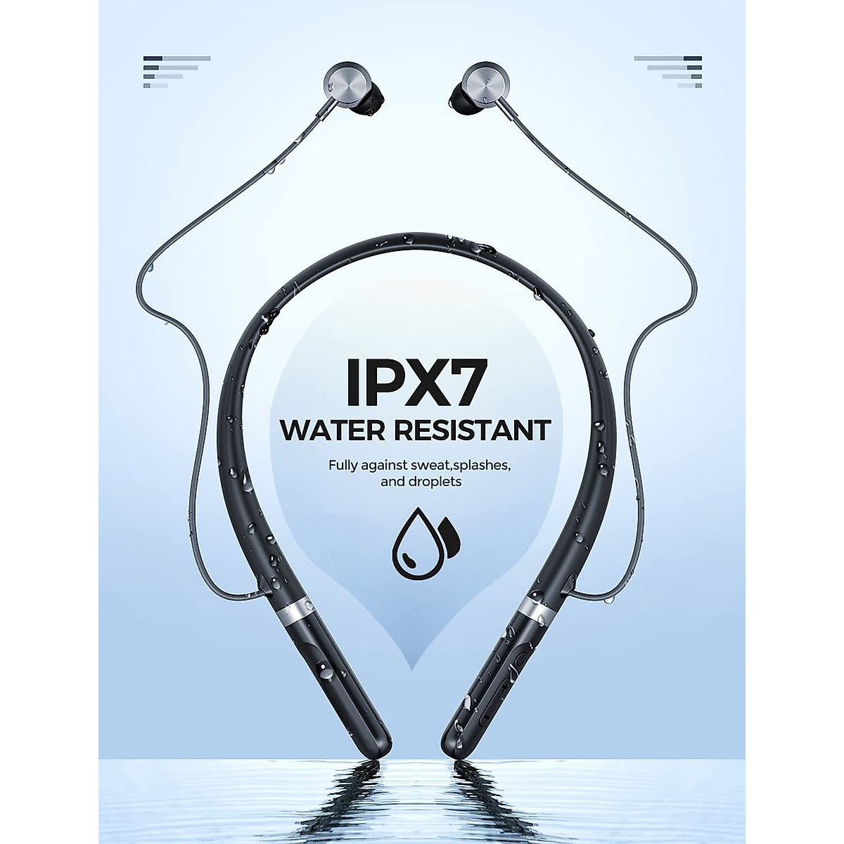 Bluetooth 5.2 Neckband Headphones Around the Neck Bluetooth Earphones with 35H Playtime, Noise Cancelling Wireless Neckband Earbuds USB-C Fast Charging/IPX8 Waterproof/Magnetic Design, for Sport