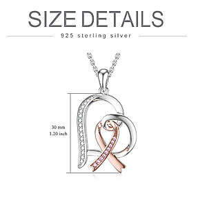 PEIMKO 925 Sterling Silver Breast Cancer Survivor Necklace for Women, Faith Hope Love Infinity Daisy Flower Cross Pendant Necklace Jewelry Birthday Gifts for Women