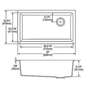 Elkay Quartz Classic ELGU13322WH0 White Single Bowl Undermount Sink