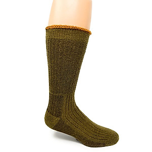 WARRIOR ALPACA SOCKS - Heavy-Duty Terry Lined Endurance Alpaca Socks (Mountain Green/Gold, Large)