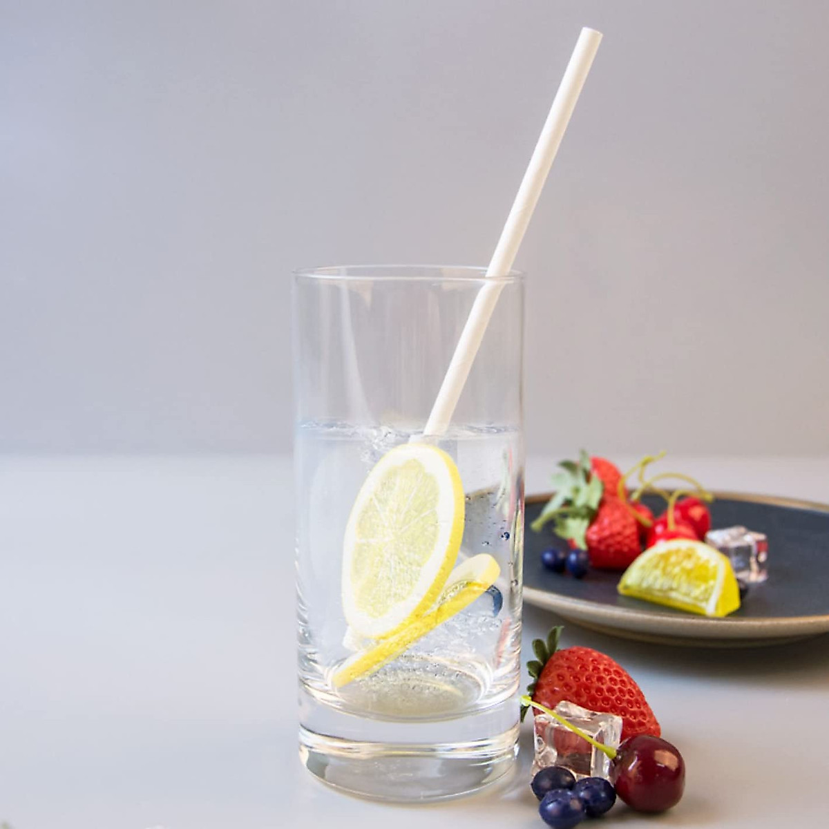 100 White Biodegradable Paper Straws co-Friendly Biodegradable Drinking Straws Bulk for Party Supplies, Bridal/Baby Shower, Birthday, Mixed Drinks, Weddings, Restaurant, Food Service, Drink Stirrer