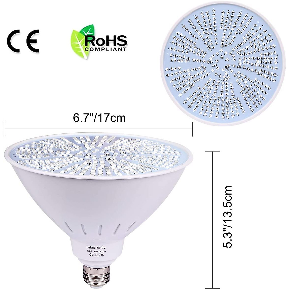 XIUBE Blue Pool Led Light Bulb for Inground Pool 120V 40W Underwater Swimming Pool Replacement Light Bulb for Pentair & Hayward Hot Tub Fixture Up to 300-600W Traditional Bulb E26 Base