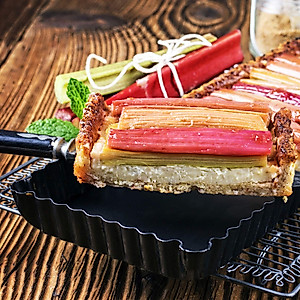 3 Pieces Rectangular 14 Inch, 10 Inch, 4 Inch Mini Tart Pans with Removable Bottom, Nonstick Quiche Pie Pan for Cakes Desserts