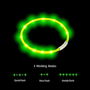 LaRoo LED Light Up Dog Collar, Cutable Silicon USB Rechargeable Glow Light Collar for All Dogs, Waterproof 3-Modes Flashing Dog Collar for Dark Outdoor Training Playing (27.5 inch/70cm)