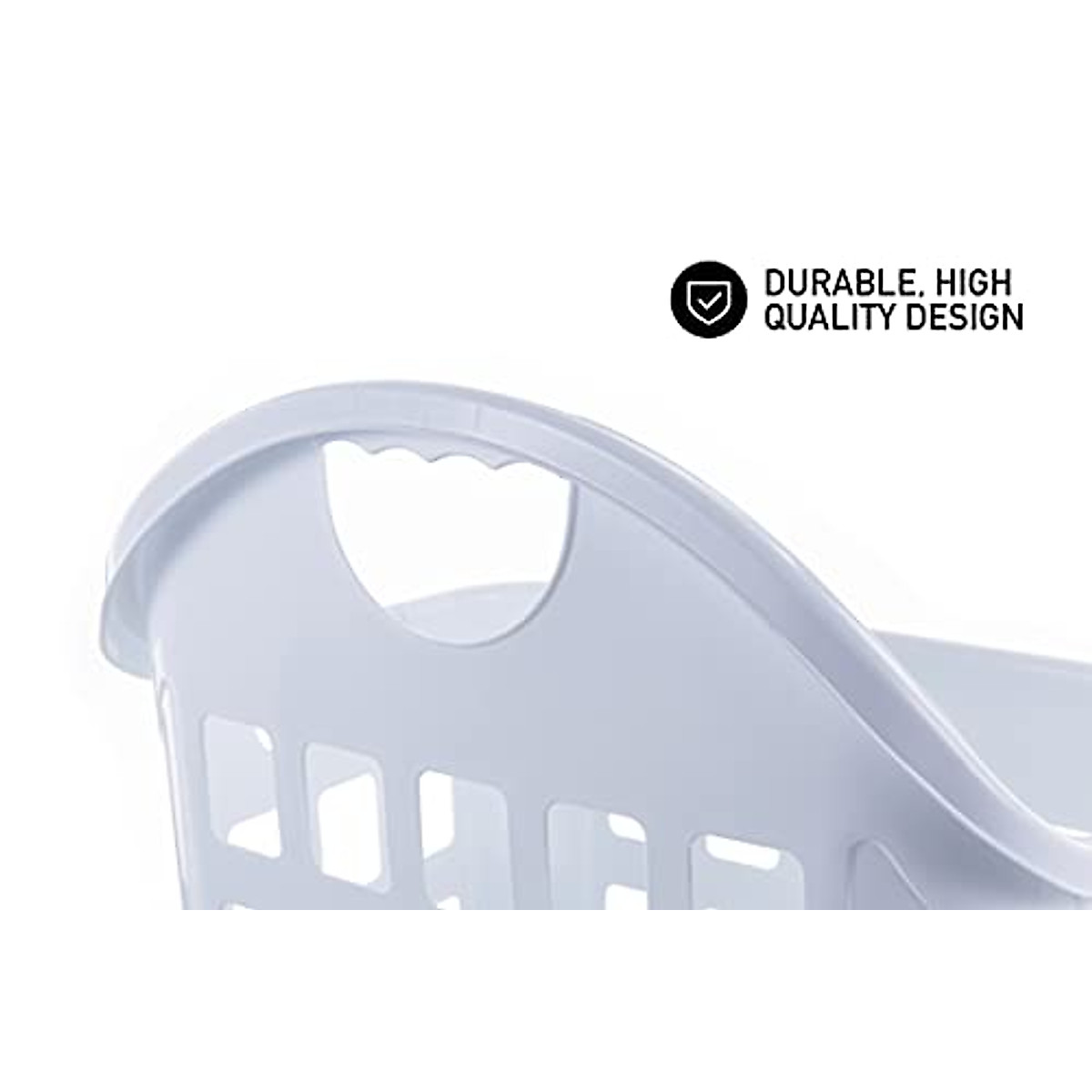 United Solutions Rolling Hamper with Built-In Handle, Two Bushel Capacity Holds 3 Loads of Laundry, Smooth-Gliding Thermo-Rubber Wheels, White, Ventilated Design