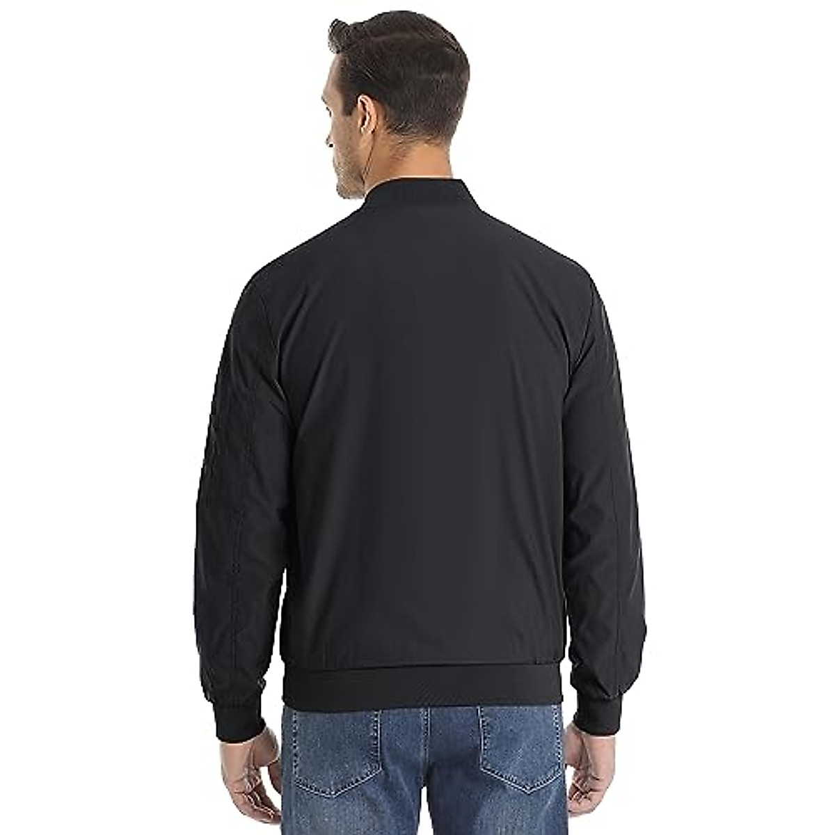 TACVASEN Mens Black Jacket Lightweight Men's Bomber Jackets Lightweight Windbreaker Spring Fall Men's Casual Jacket Outdoor Windbreaker Men's Jacket