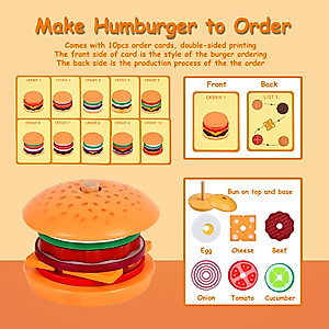 Wooden Burger Stacking Toys, Montessori Toys for Toddlers Fine Motor Skills Toys Educational Learning Toys Play Food Kids Toys for Boys Girls 3 4 5 Years Old (Burger)