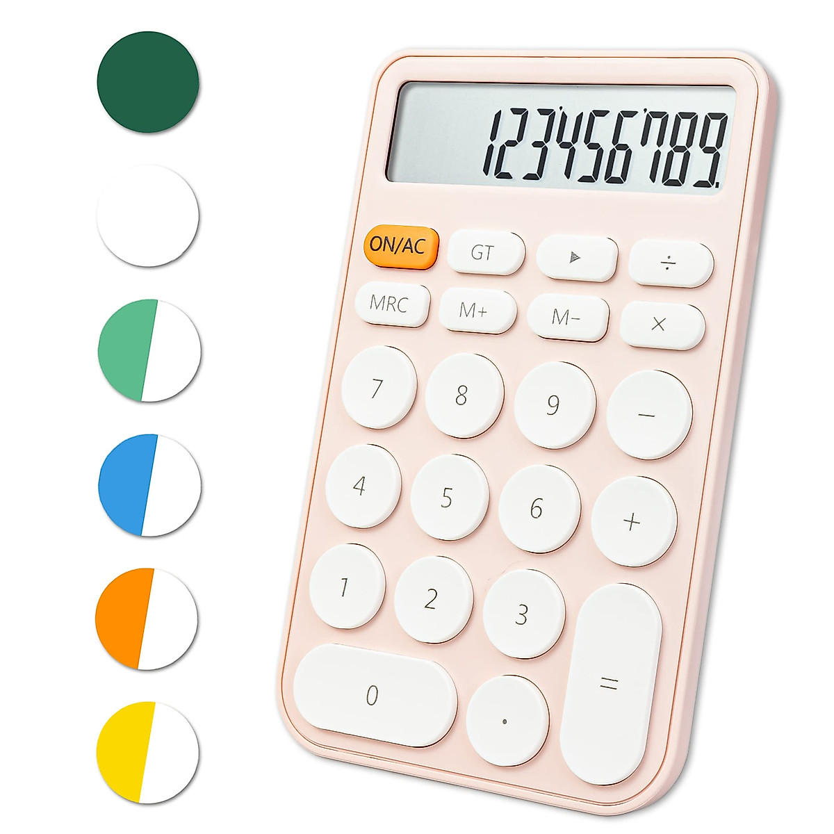 Standard Calculator 12 Digit,Desktop Large Display and Buttons,Calculator with Large LCD Display for Office,School, Home & Business Use,Automatic Sleep,with Battery (Pink and White)