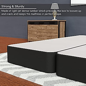 Zutan, 4-Inch Fully Assembled Traditional Foundation, Sturdy Fabric Paneled Strong Split Wooden Frame, Durable Bedding Mattress Box Springs, King, Black
