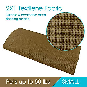PHYEX Heavy Duty Steel-Framed Portable Elevated Pet Bed, Elevated Cooling Pet Cot, 33" L x 19" W x 7.5" H(S, Brown)