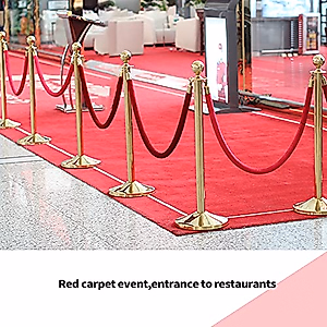 CZWESTC 2 pcs Red Velvet Stanchion Rope,Crowd Control Rope Barrier with Polished Gold Hooks for Oscar Party Decorations,VIP Sign,Red Carpet Events, Car Shows, and Upscale Affairs.