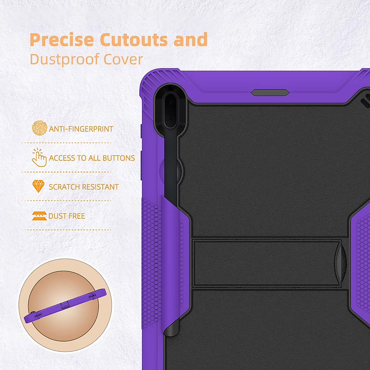 NKase for Samsung Galaxy Tab S8 Plus/S8+ SM-X800/X806 2022/Galaxy Tab S7 FE Case SM-T730/T735 2021/Tab S7 Plus 2020 12.4’’, Shockproof Galaxy Tab S8 Plus Case with S Pen Holder Kickstand, Purple