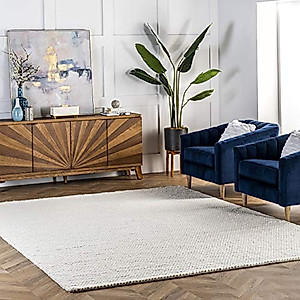 nuLOOM Penelope Braided Wool Area Rug, 5x8, Off White