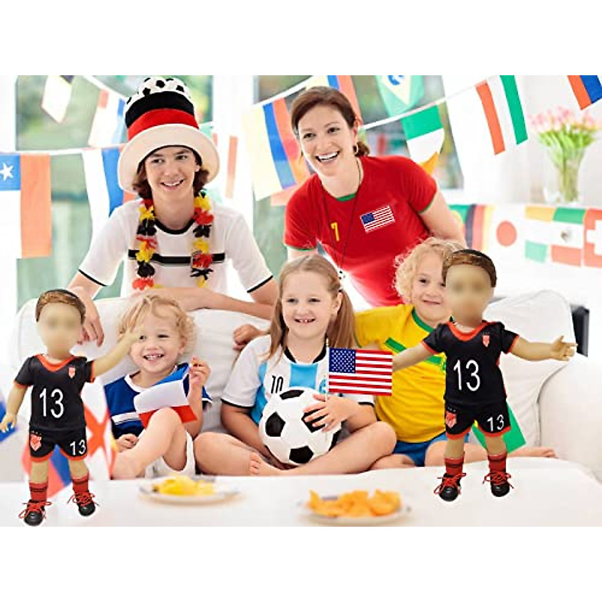 18 Inch Doll Clothes - Team USA 6 Piece 18" Doll Soccer Uniform Fits 18 inch Doll, Includes Headband,Shirt,Shorts, Socks,Shoes and Football