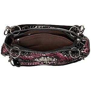 Western Cross Leopard Handbag Rhinestone Pocket Purse With Matching Wallet (PINK)