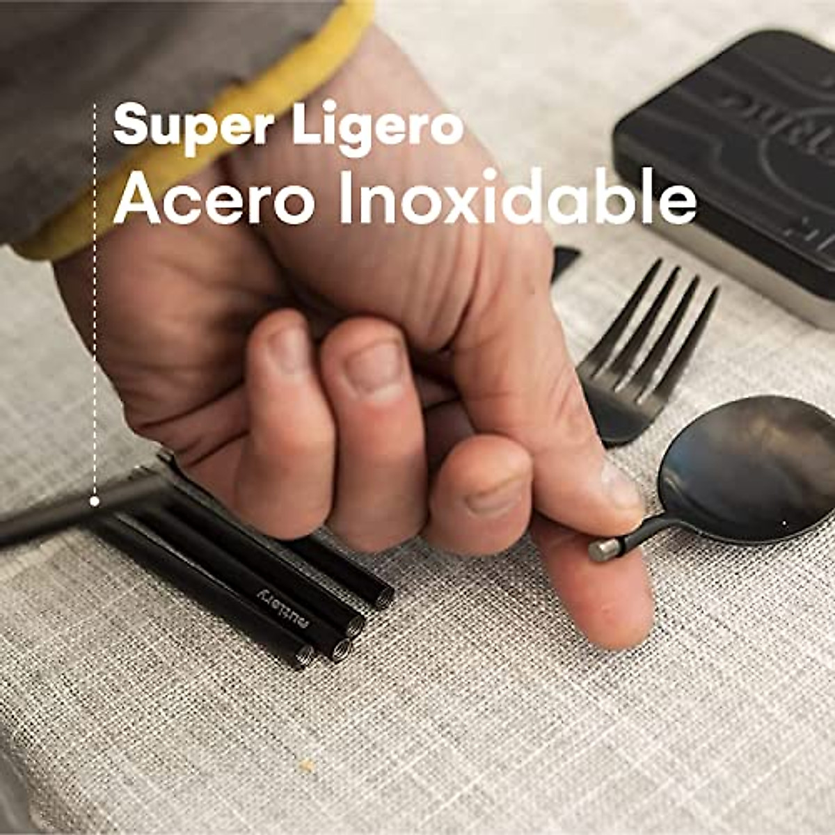 Outlery | Portable & Reusable Stainless Steel Travel Cutlery Set and Reusable Chopsticks (Black) Pocket Sized Cutlery Set