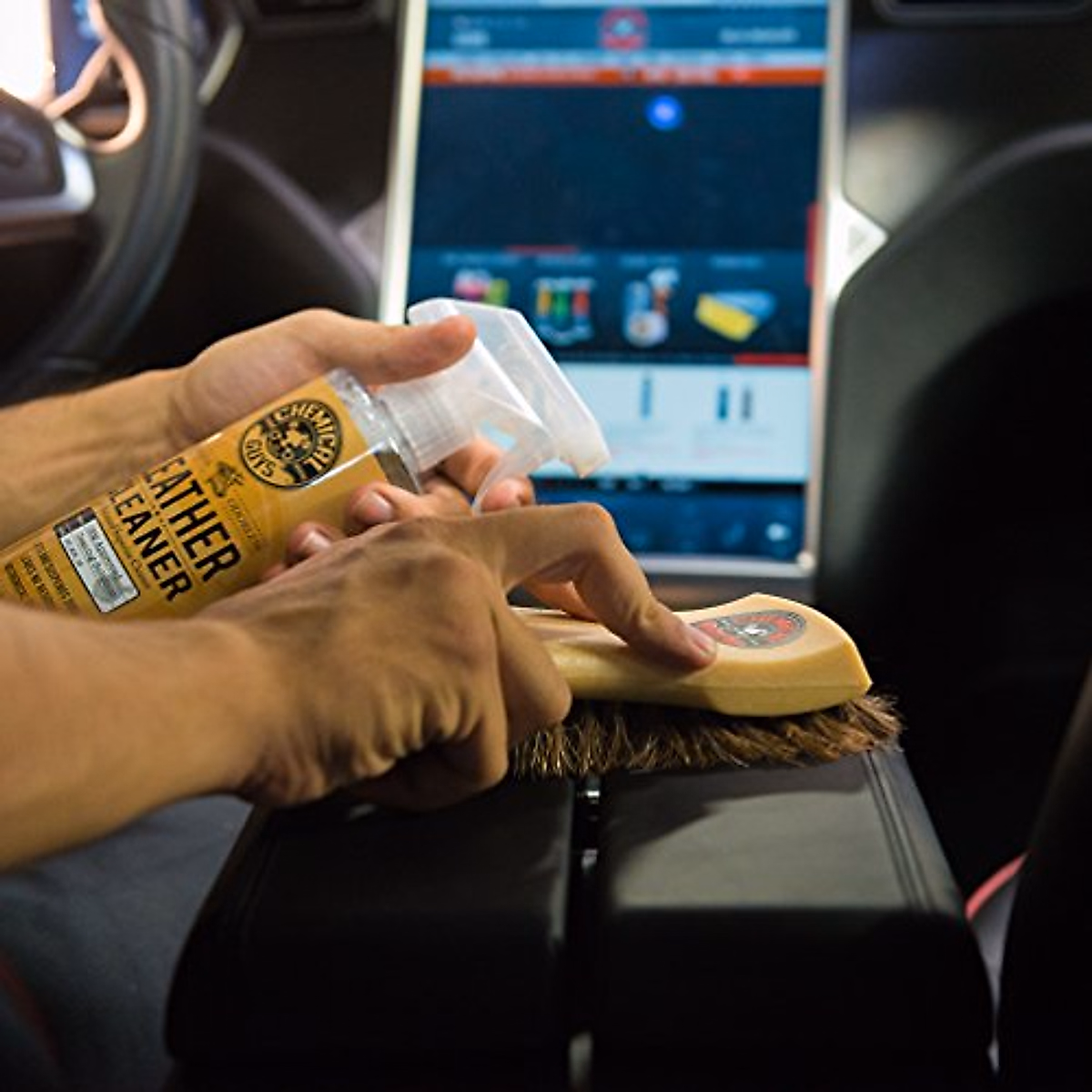 Chemical Guys Acc_S95 Long Bristle Horse Hair Leather Cleaning Brush for Car Interiors, Furniture, Sneakers, Boots, and More (Works on Natural, Synthetic, Pleather, Faux Leather and More) , 1 Pack